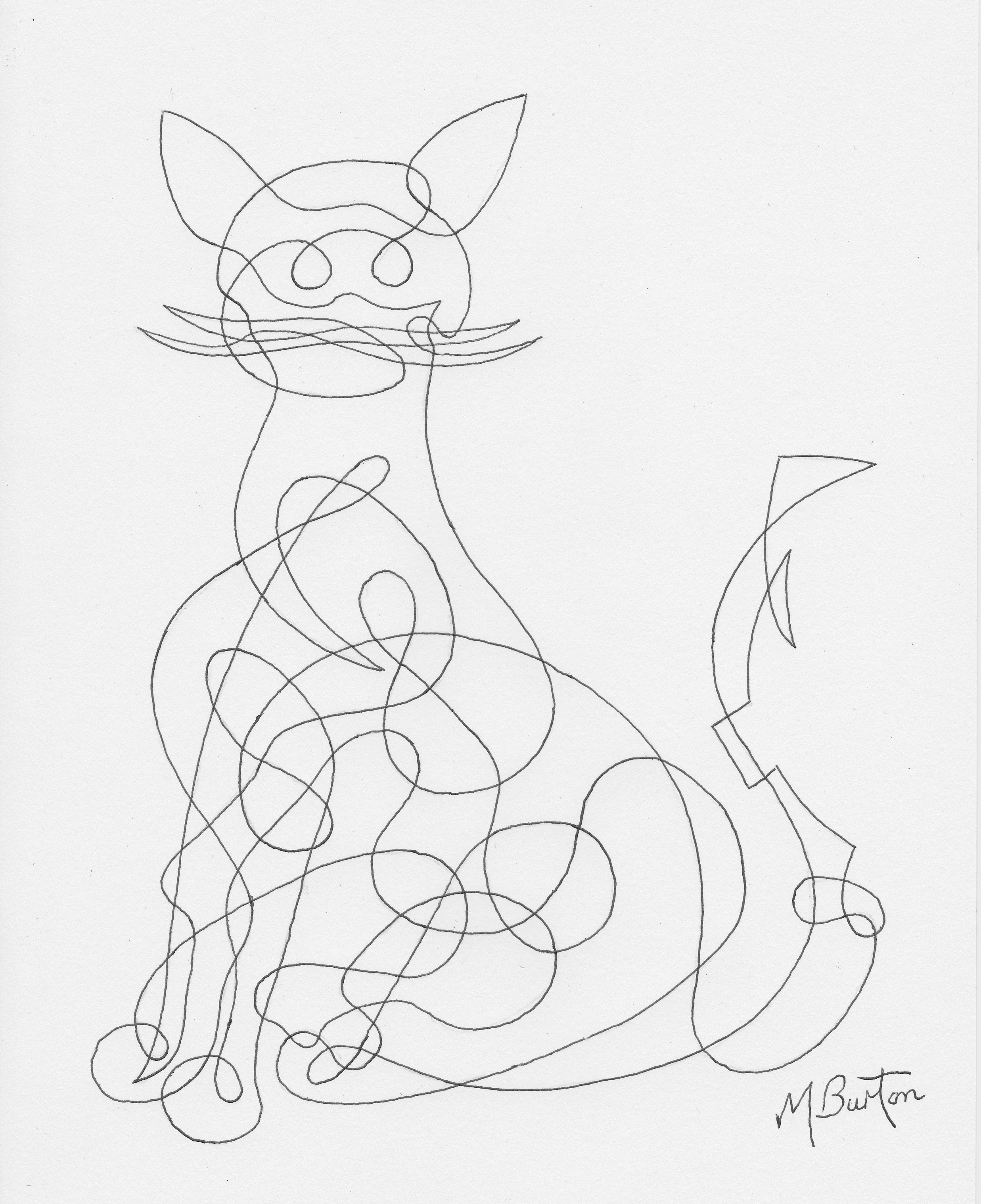 Cat, continuous line. | Mick Burton