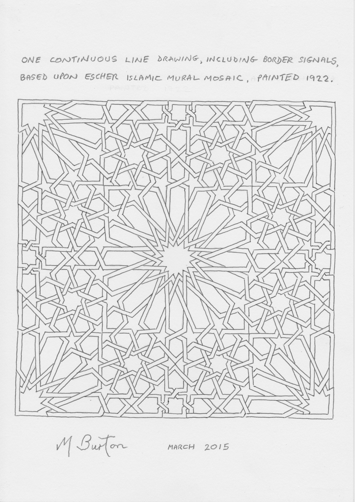 Escher Islamic Mosaic Change to One Continuous Line. STAGE 5. | Mick Burton