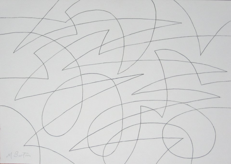Spherical continuous line drawing, abstract. Mick Burton. | Mick Burton